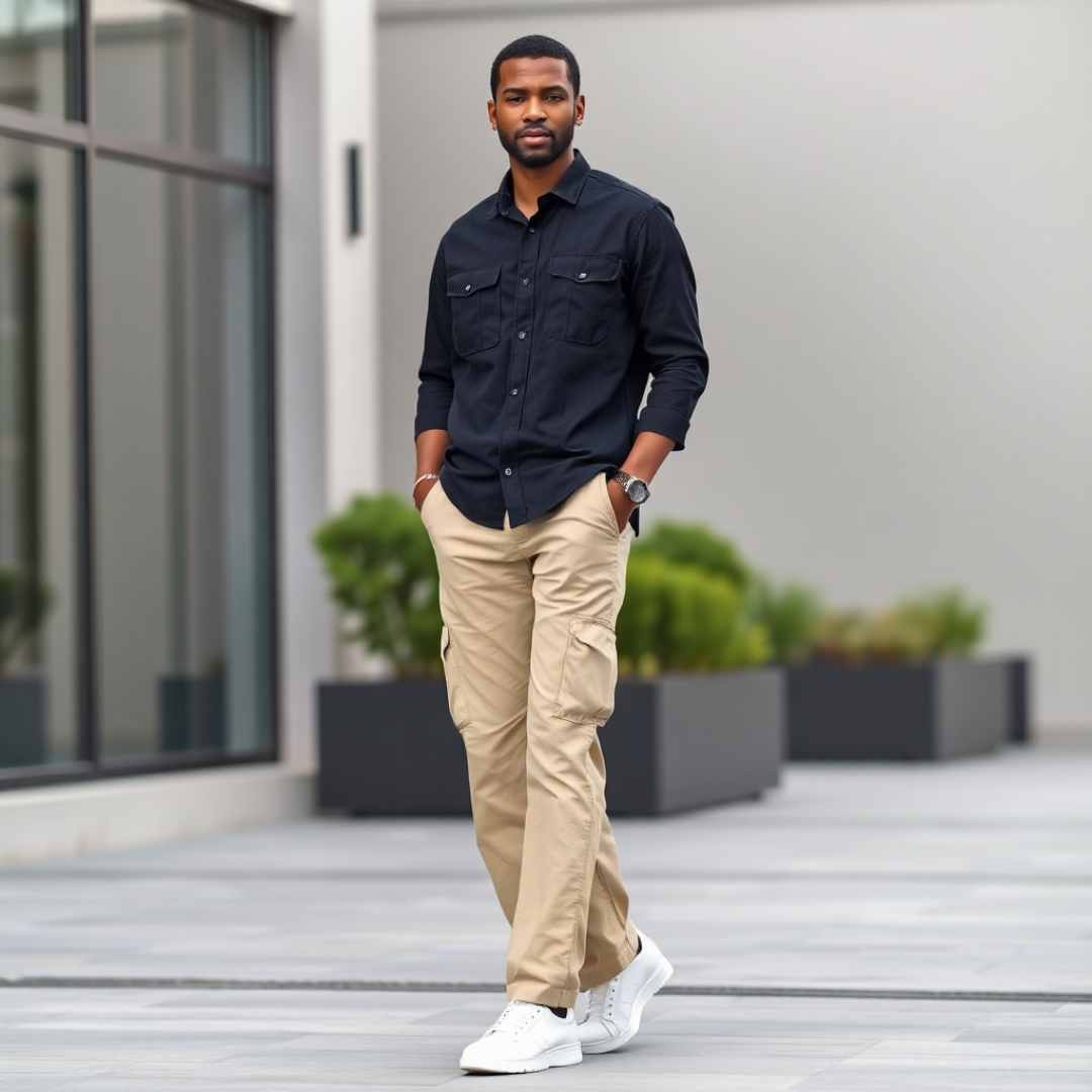 Men’s Long Sleeve Cargo Shirt Set